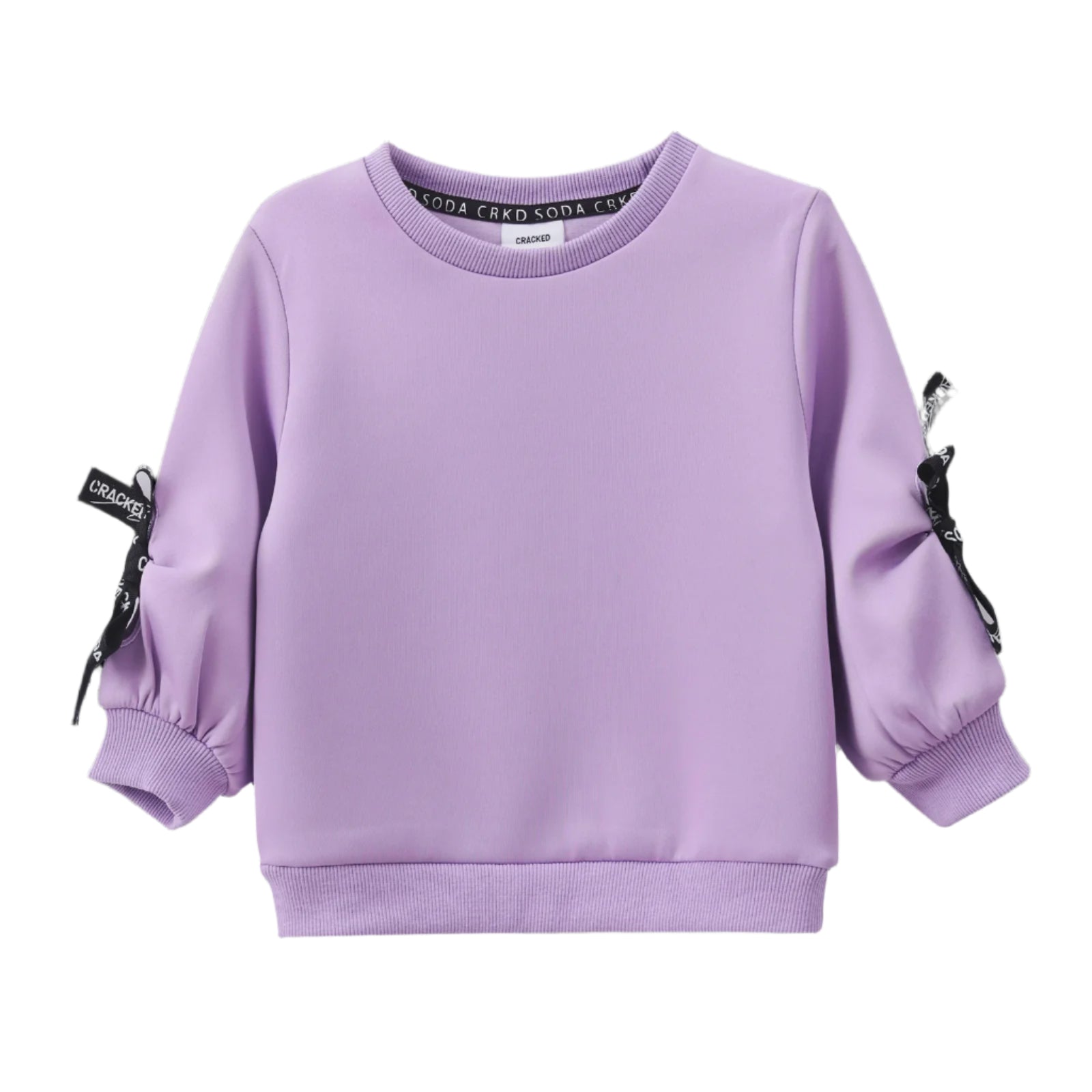 Cracked Soda | Imogen Detailed Bow Sleeve Crew - Purple