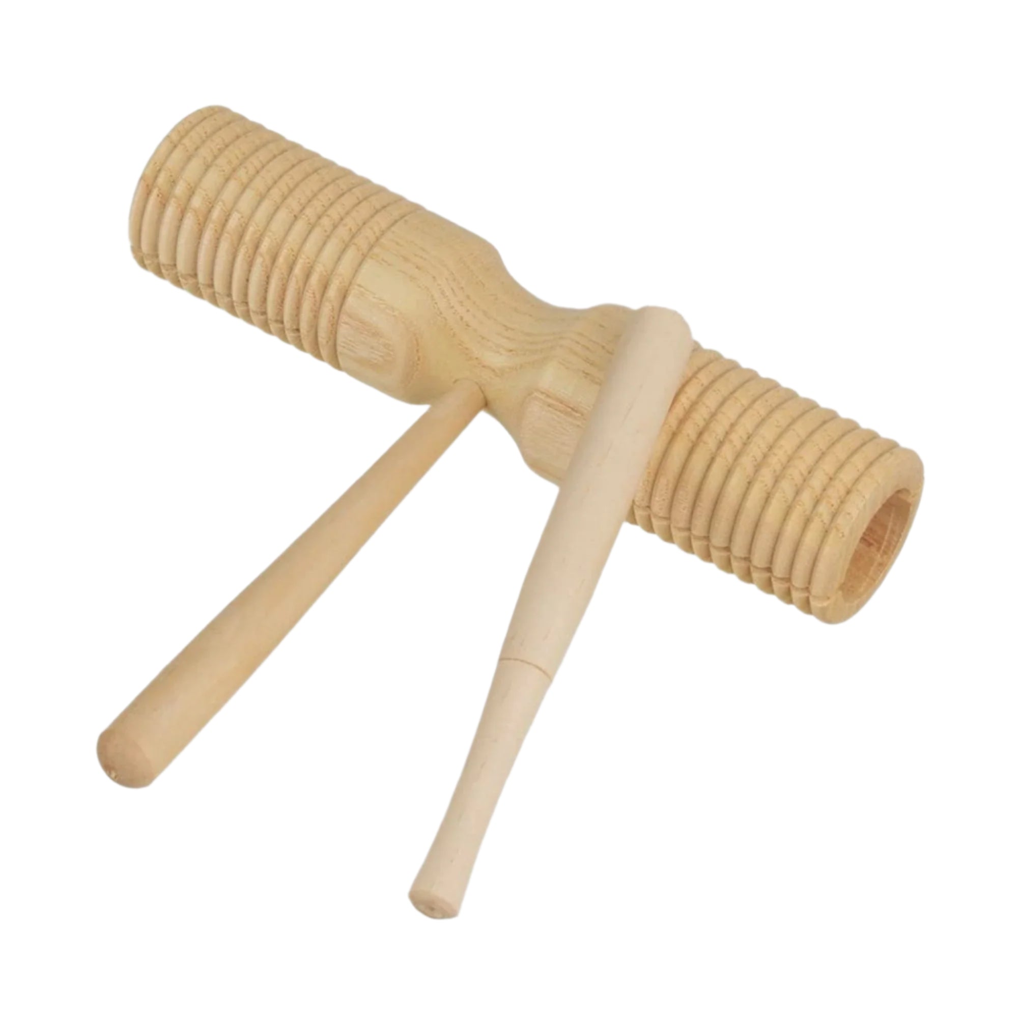 Natural Wooden Ribbed T-shaped Sound Tube Instrument