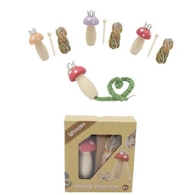 Wooden Mushroom Knitting Nancy Kit - Assorted Colours