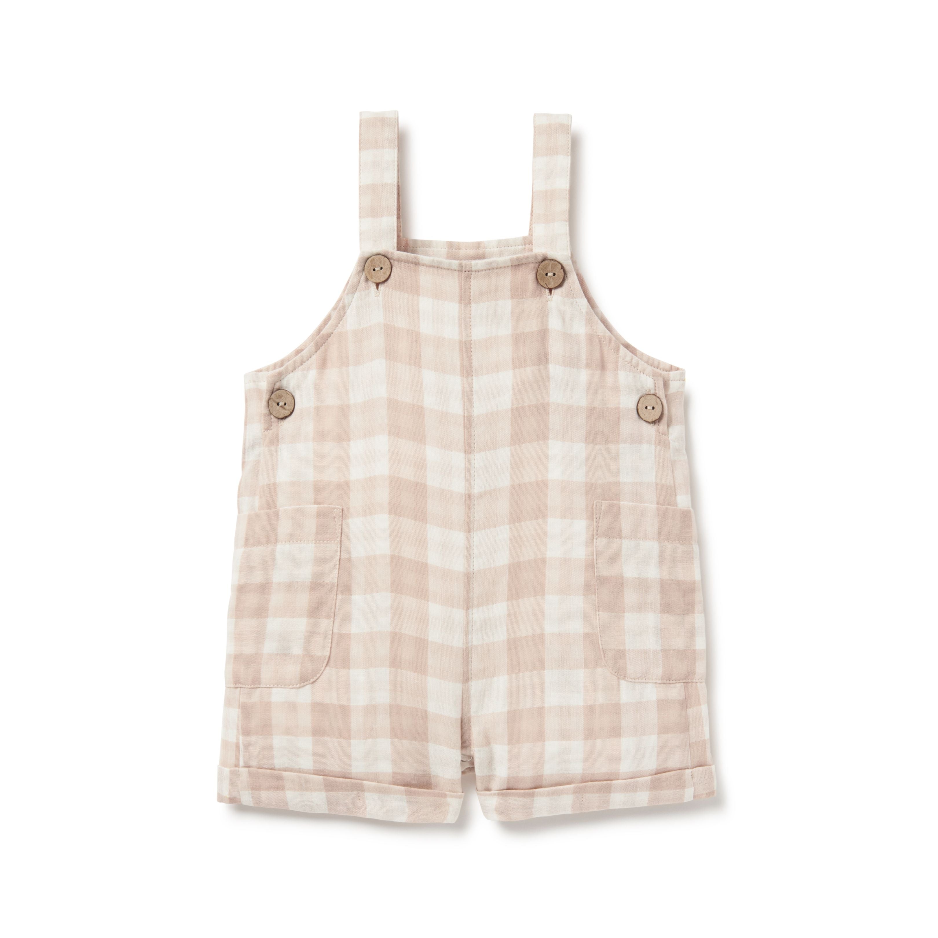 Aster & Oak | Taupe Gingham Overalls