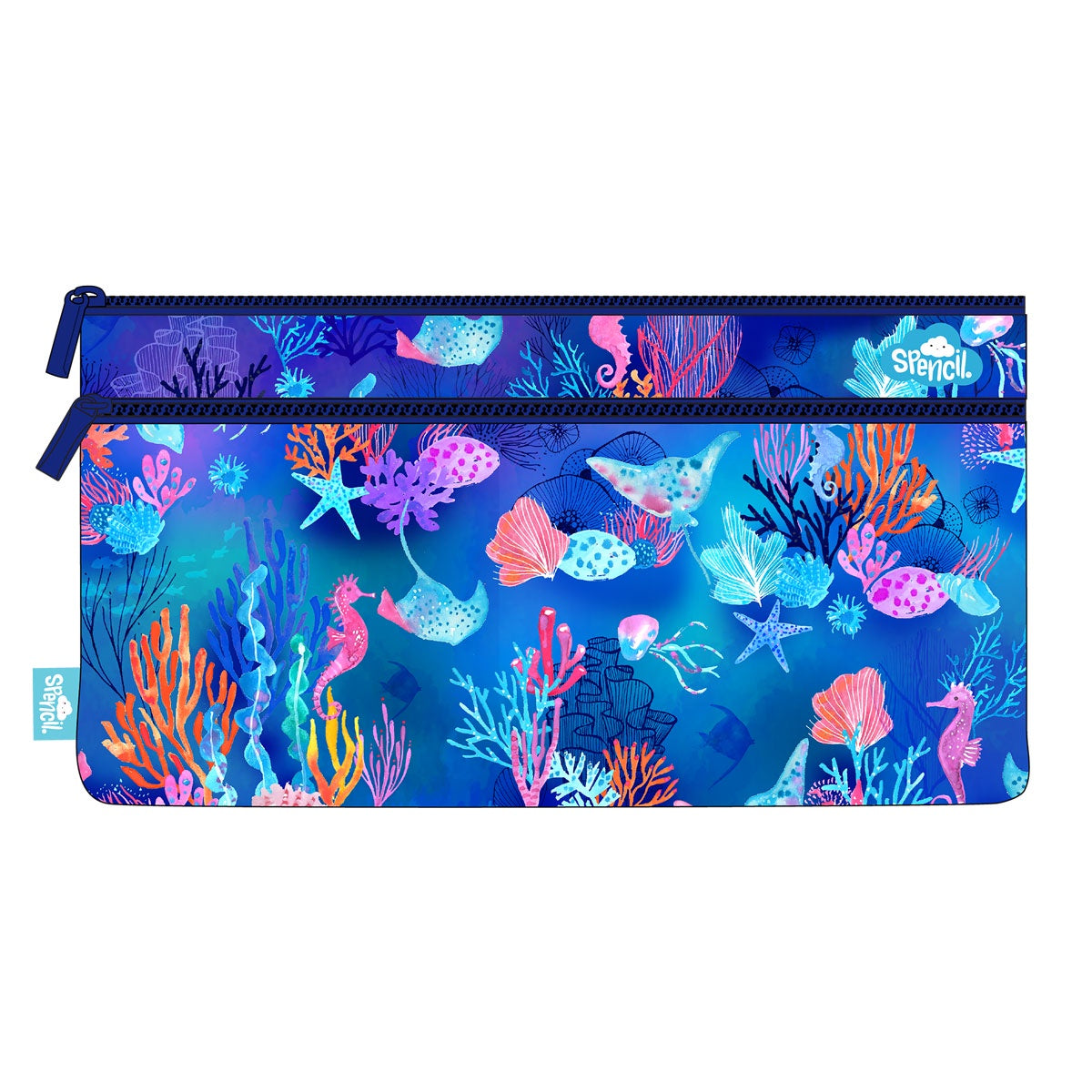 Spencil | Twin Zip Pencil Case - Coral