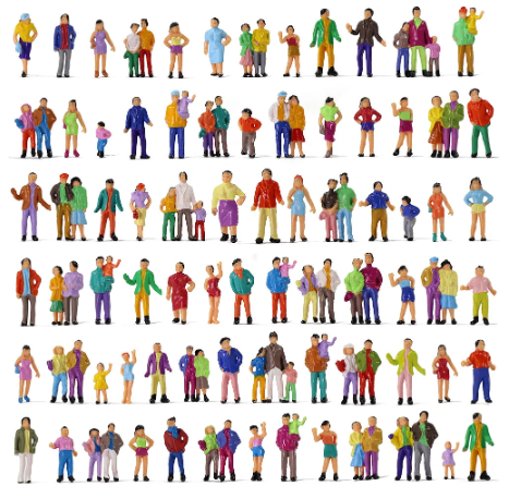 Model Trains 1:87 Painted Figures Scale Standing People Assorted Pose
